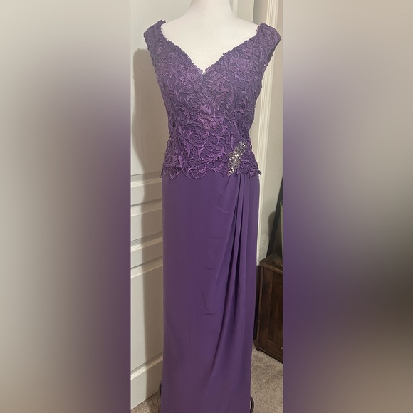 Dresses | Elegant Purple Lace Evening Gown | Poshmark